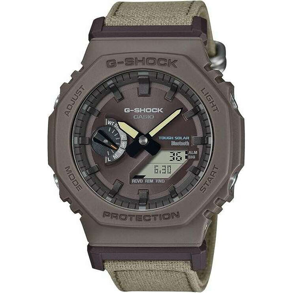CASIO G-SHOCK WEB-EXCLUSIVE BLUETOOTH FABRIC STRAP KHAKI GREY MEN WATC ...