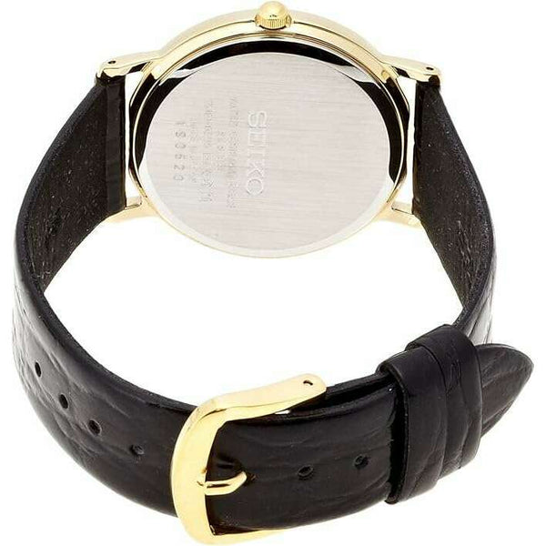 SEIKO SELECTION SPIRIT BLACK LEATHER STRAP GOLD & WHITE MEN WATCH SCDP ...