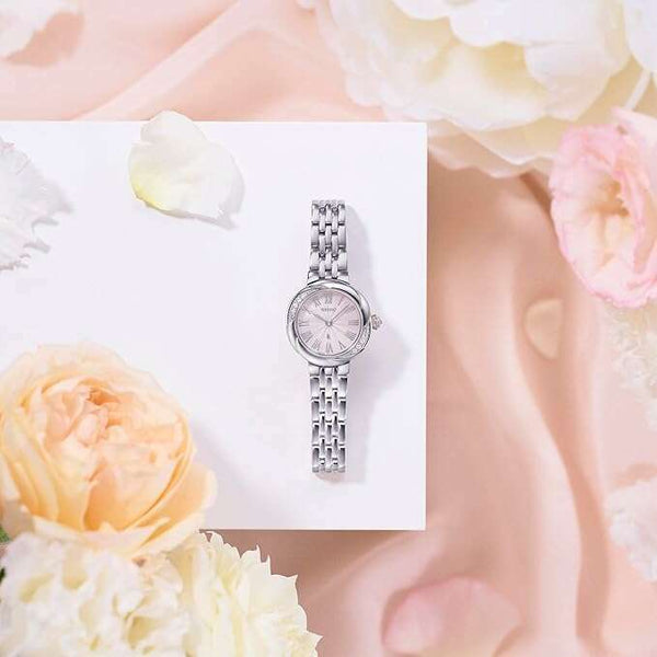 SEIKO LUKIA GROW LAB-GROWN DIAMONDS SILVER & SILKY PINK WOMEN WATCH SS ...