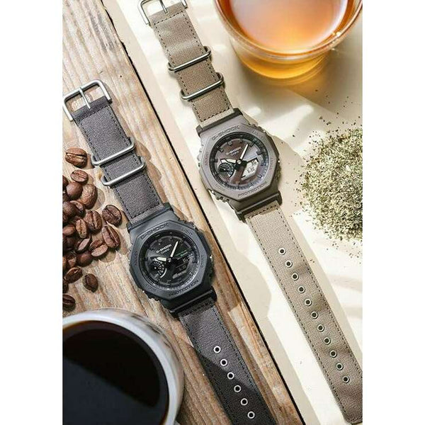 CASIO G-SHOCK WEB-EXCLUSIVE BLUETOOTH FABRIC STRAP DARK BROWN MEN WATC ...