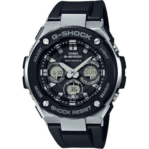 CASIO G-SHOCK G-STEEL RADIO SOLAR ANALOG DIGITAL DIAL BLACK & SILVER M ...
