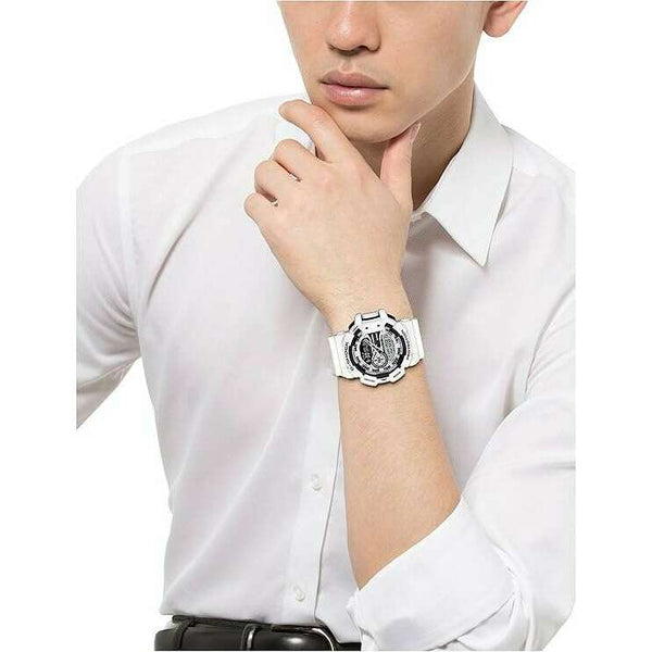 CASIO G-SHOCK WHITE STRAP ANALOG DIGITAL BLACK DIAL MEN WATCH GA-400-7 ...