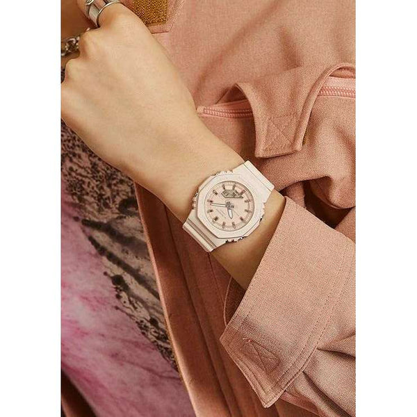 CASIO G-SHOCK BEIGE & PINK GOLD ANALOG DIGITAL LADIES WATCH GMA-P2100M ...