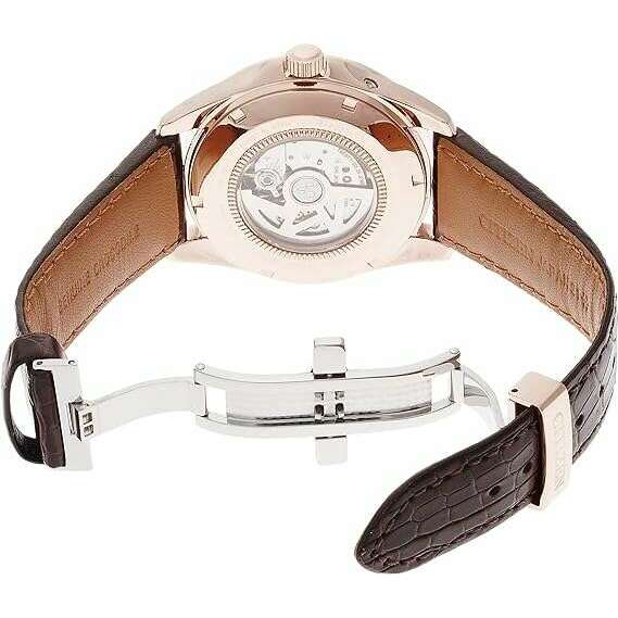 CITIZEN COLLECTION MECHANICAL SEE-THROUGH BACK SILVER & BROWN MEN WATC ...