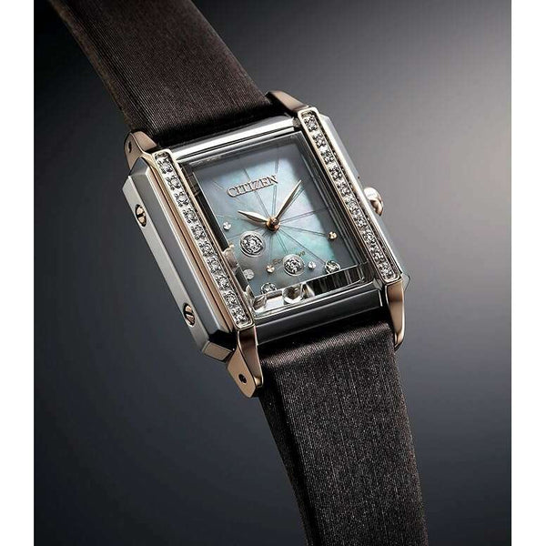 CITIZEN L ECO-DRIVE SQUARE MODEL DIAMONDS PEARL COLORED DIAL LADIES WA ...