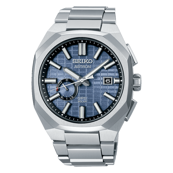 SEIKO ASTRON NEXTER DYNA GPS SOLAR RADIO WAVE SILVER & BLUE GREY MEN W ...