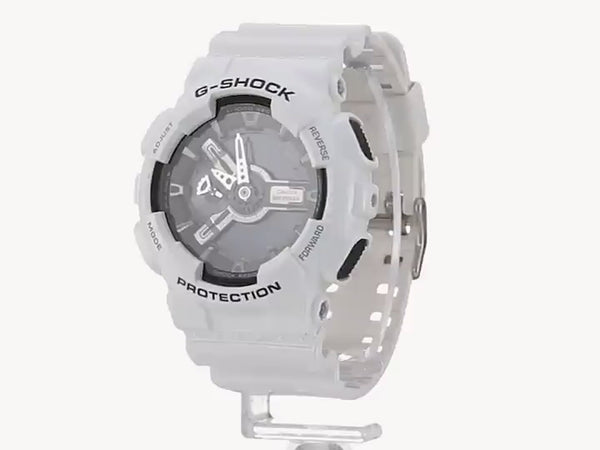 CASIO G-SHOCK WHITE RUBBER STRAP ANALOG DIGITAL BLACK DIAL MEN WATCH G ...
