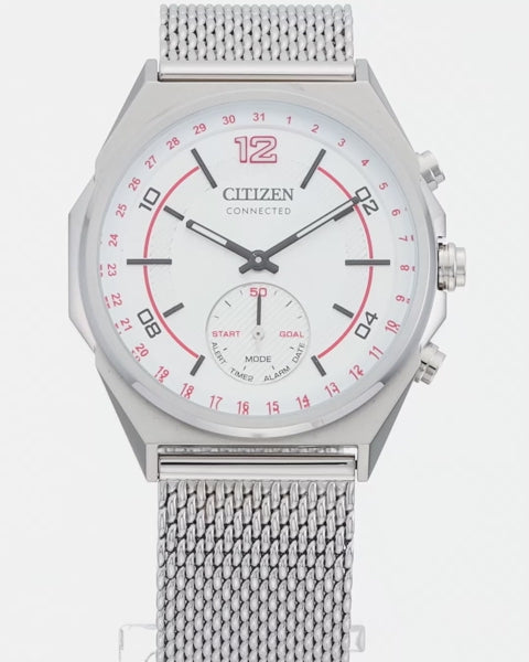 CITIZEN CONNECTED BLUETOOTH ANALOG SILVER STRAP WHITE DIAL MEN WATCH C ...