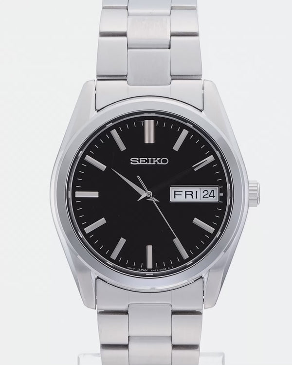 SEIKO SELECTION S SERIES DAY-DATE SILVER & BLACK MEN WATCH SBTH011 ...