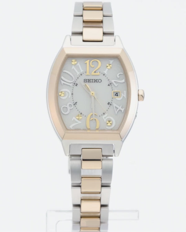SEIKO LUKIA STANDARD COLLECTION TONNEAU-SHAPED SILVER & GOLD WOMEN WAT ...